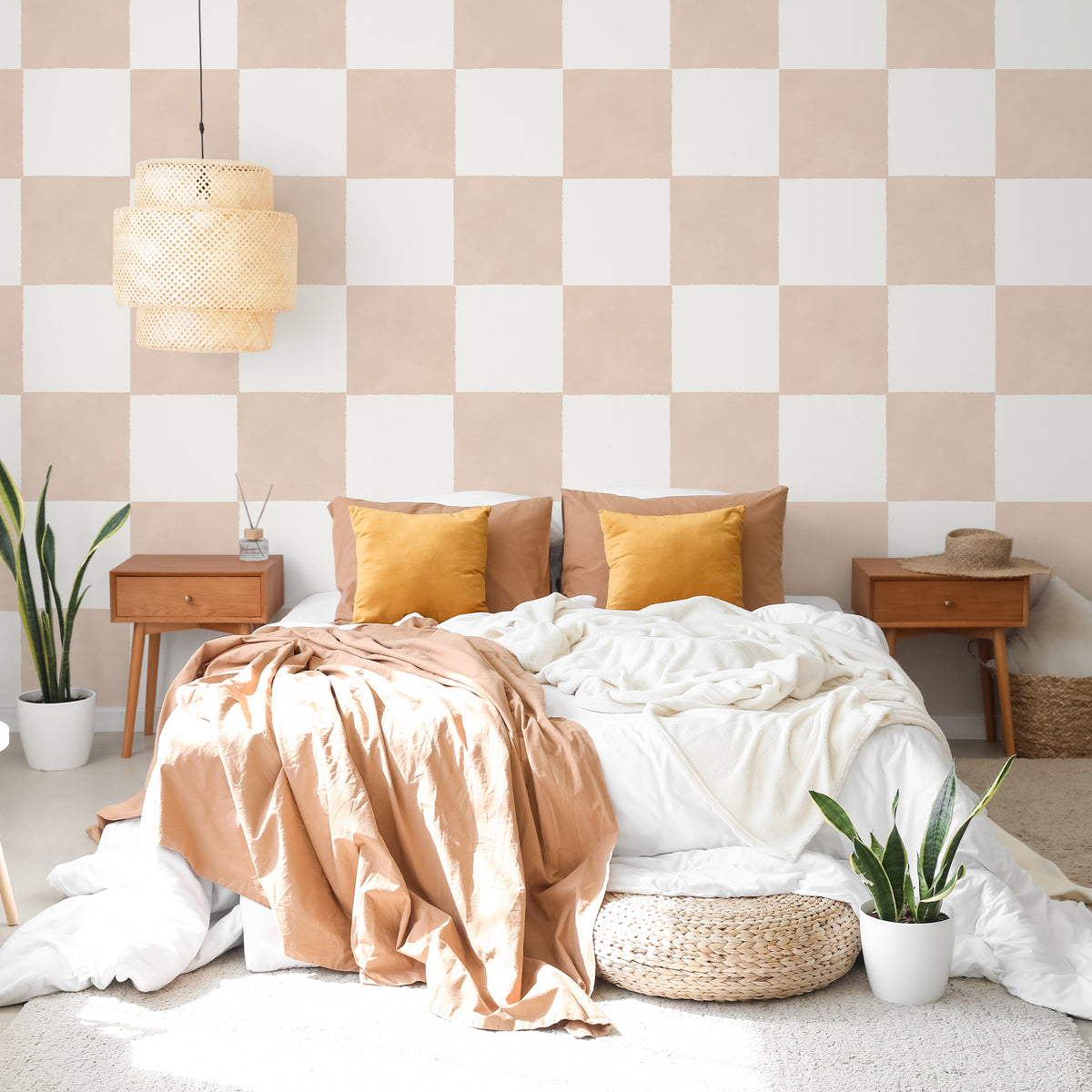 Large Checkered Soft Neutral Wallpaper – SirFace Graphics