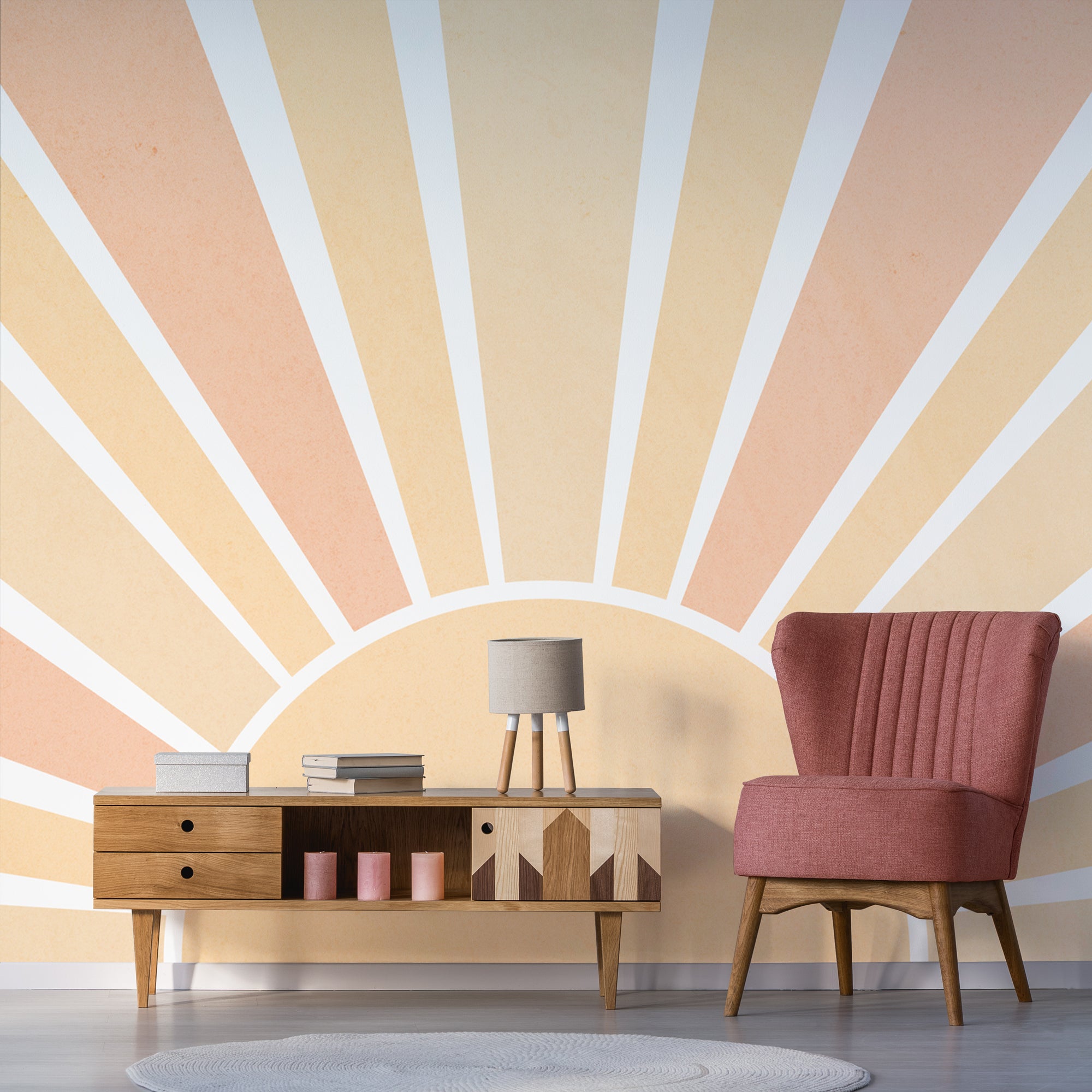 Rising Sun Wallpaper Pink Mural – SirFace Graphics