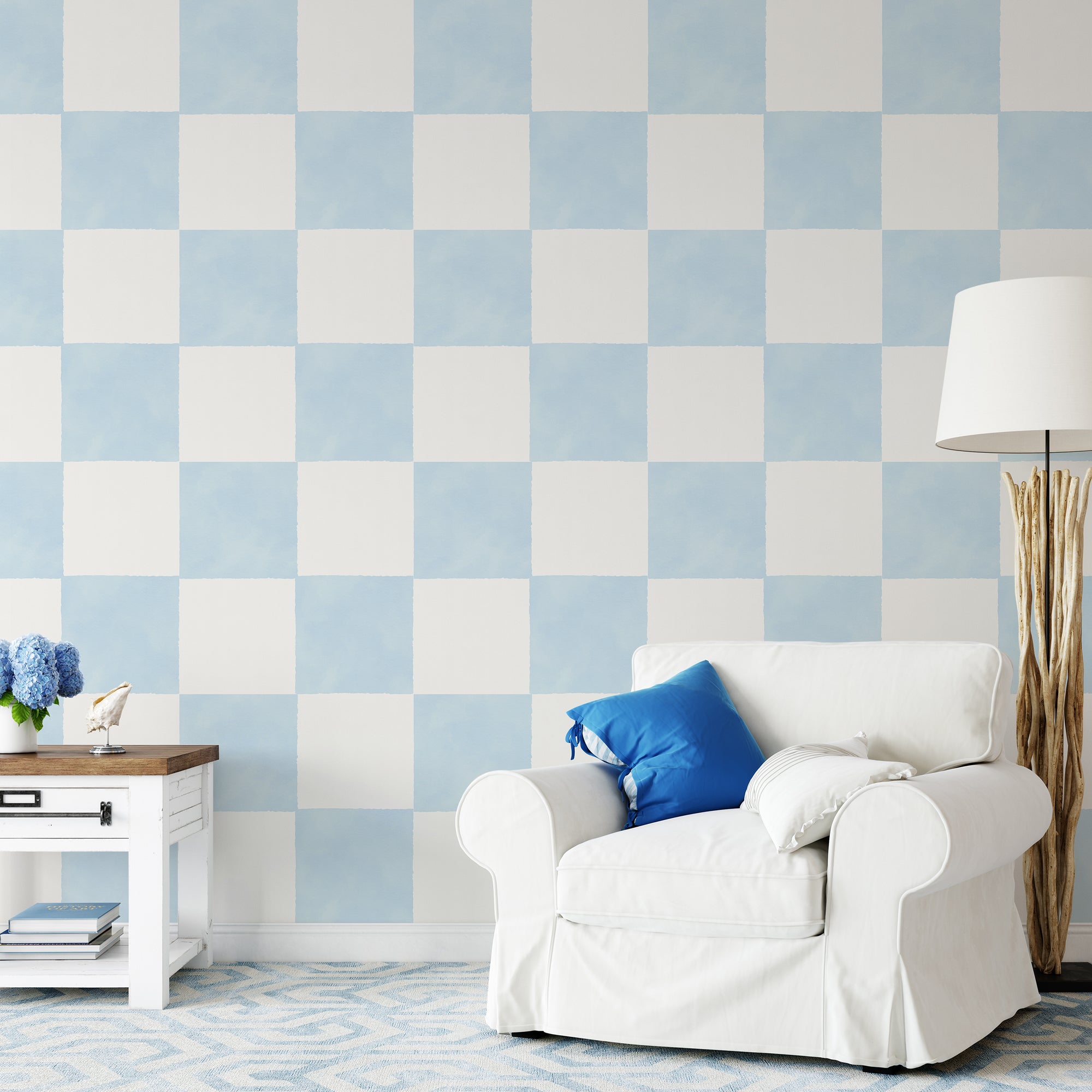 Large Checkered Blue Wallpaper – SirFace Graphics