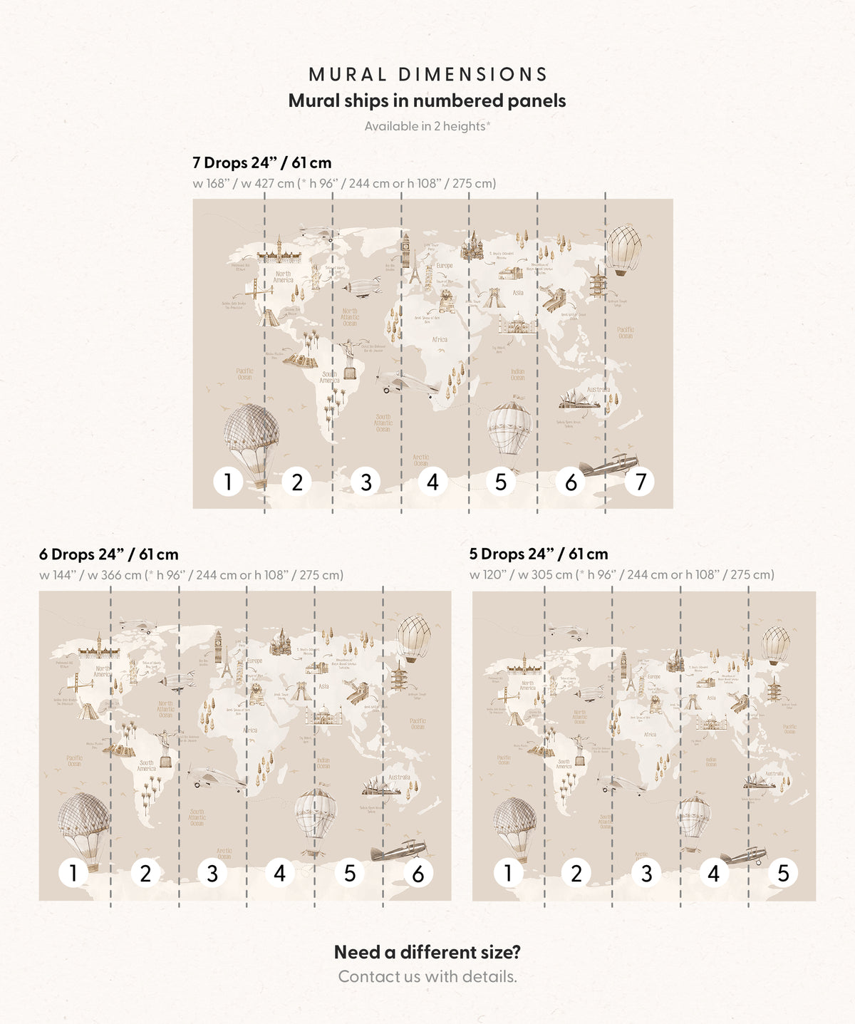Landmarks World Map Cream Wall Mural – SirFace Graphics