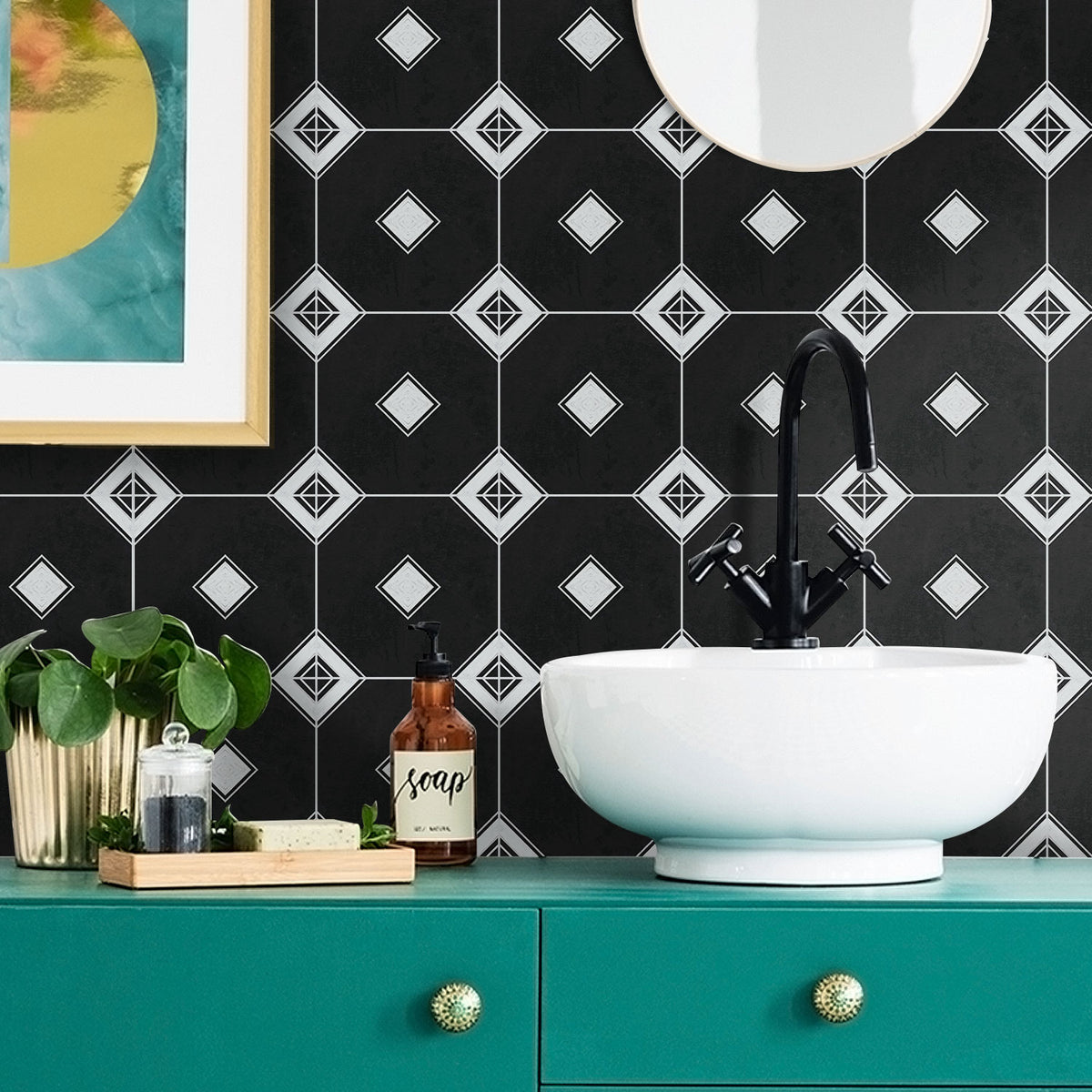 Valencia Black Tile Decals Set - PACK OF 12 – SirFace Graphics